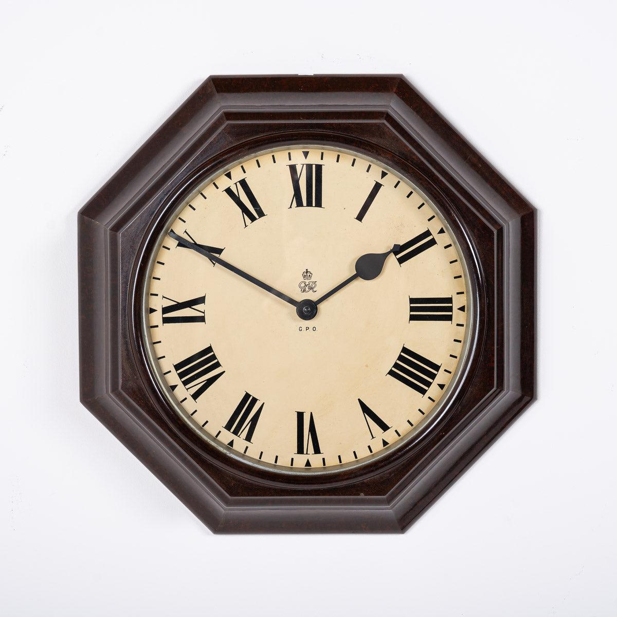 Large G.P.O Octagonal Bakelite Case Wall Clock by Gents of Leicester ...