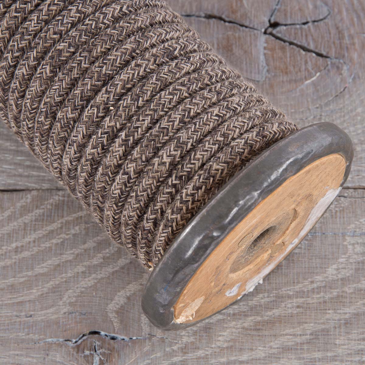 Round Fabric Lighting Cable Natural Linen - Brown - Industrial Glow ...