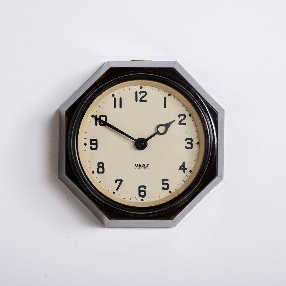 Rare Art Deco Octagonal Bakelite Wall Clock by Gent of Leicester ...