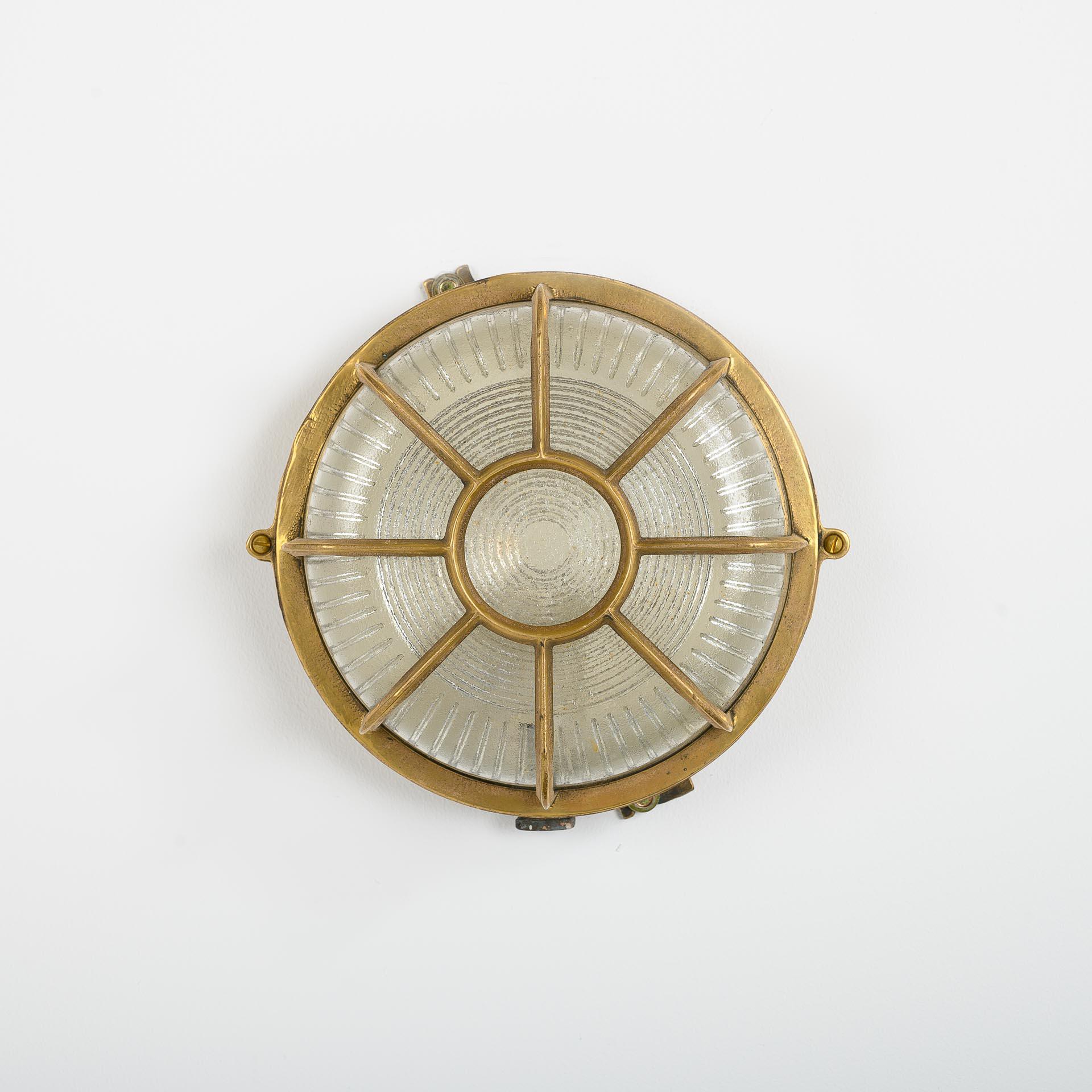 Reclaimed Brass Ship Lights with Prismatic Glass - Industrial Glow ...