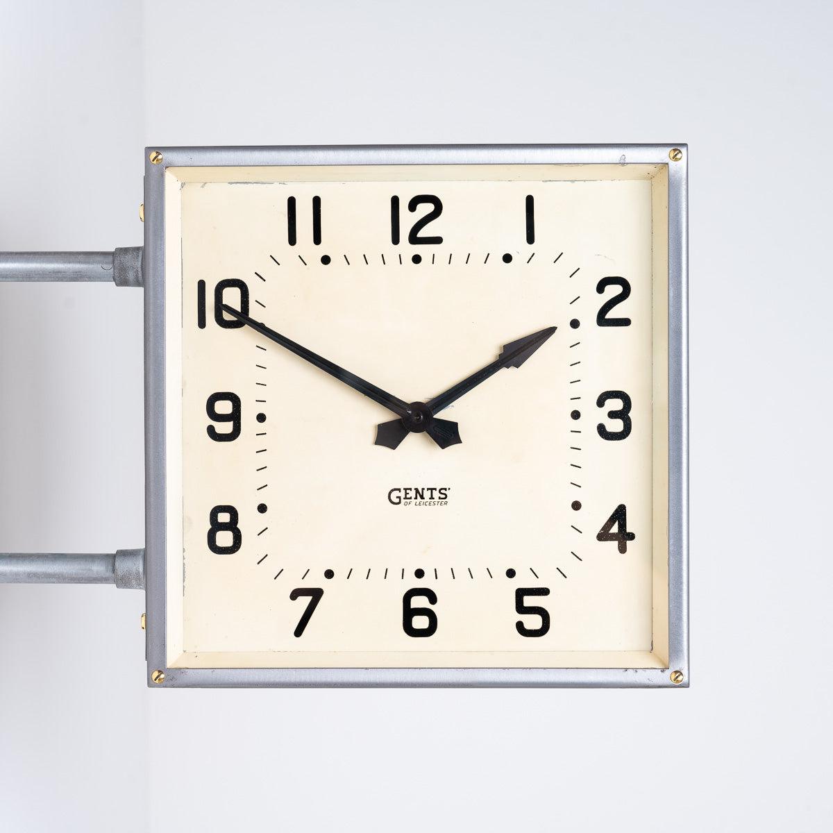 Reclaimed Double Sided Square Wall Mounted Clock by Gents of Leicester ...