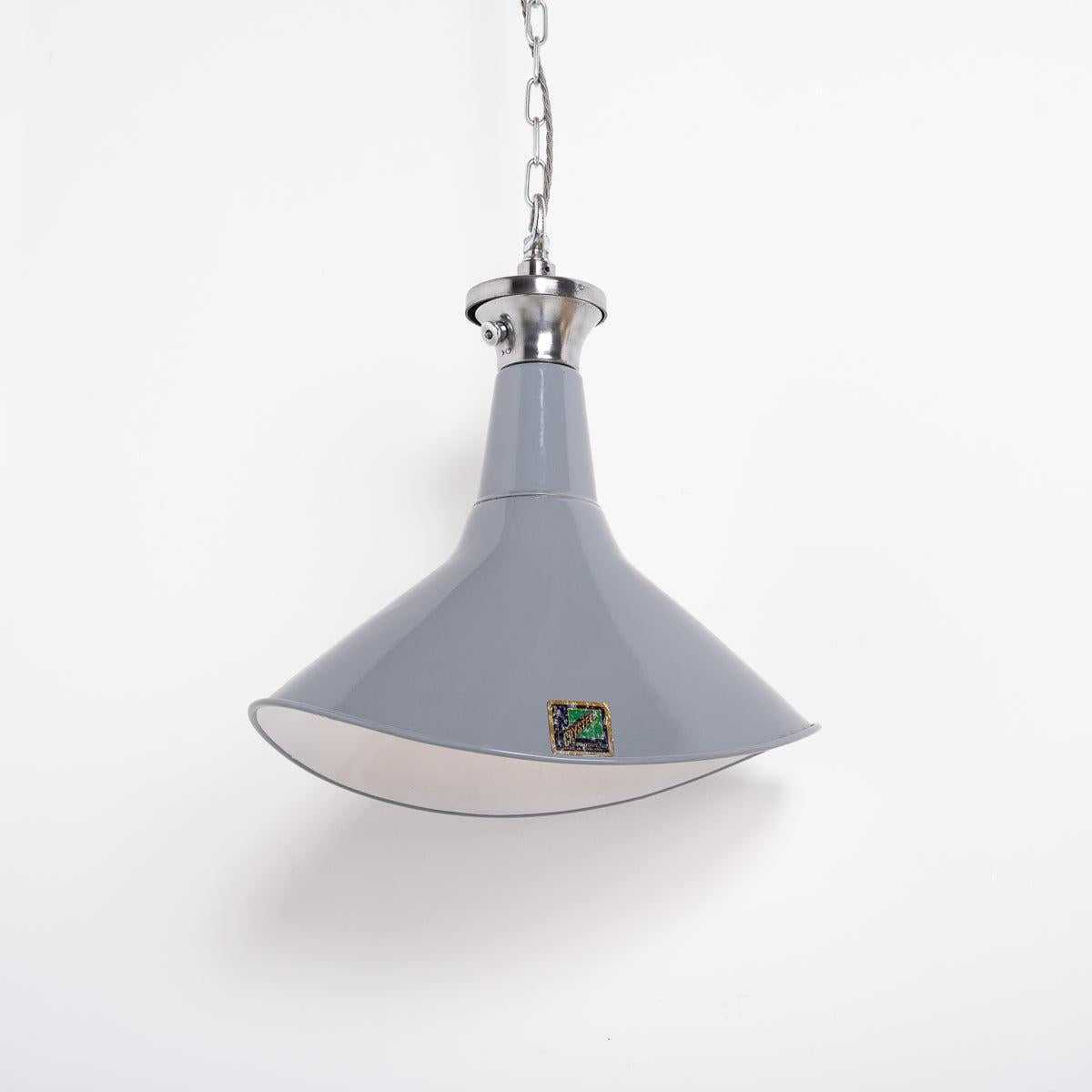 Reclaimed Industrial Grey Enamel Vertical Elliptical Pendant Lights by ...