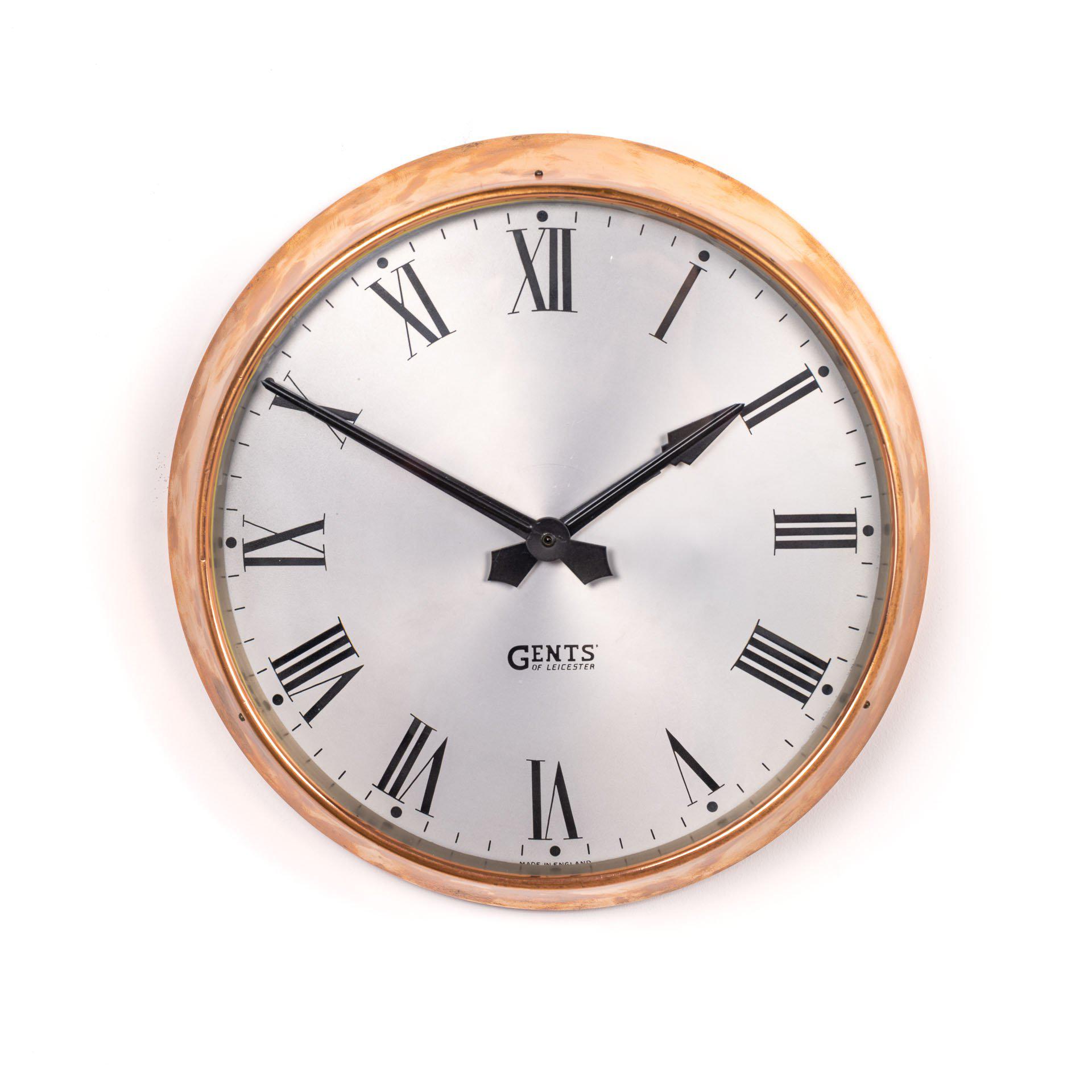 Small 14" Copper Factory Clock by Gents of Leicester – Industrial Glow ...