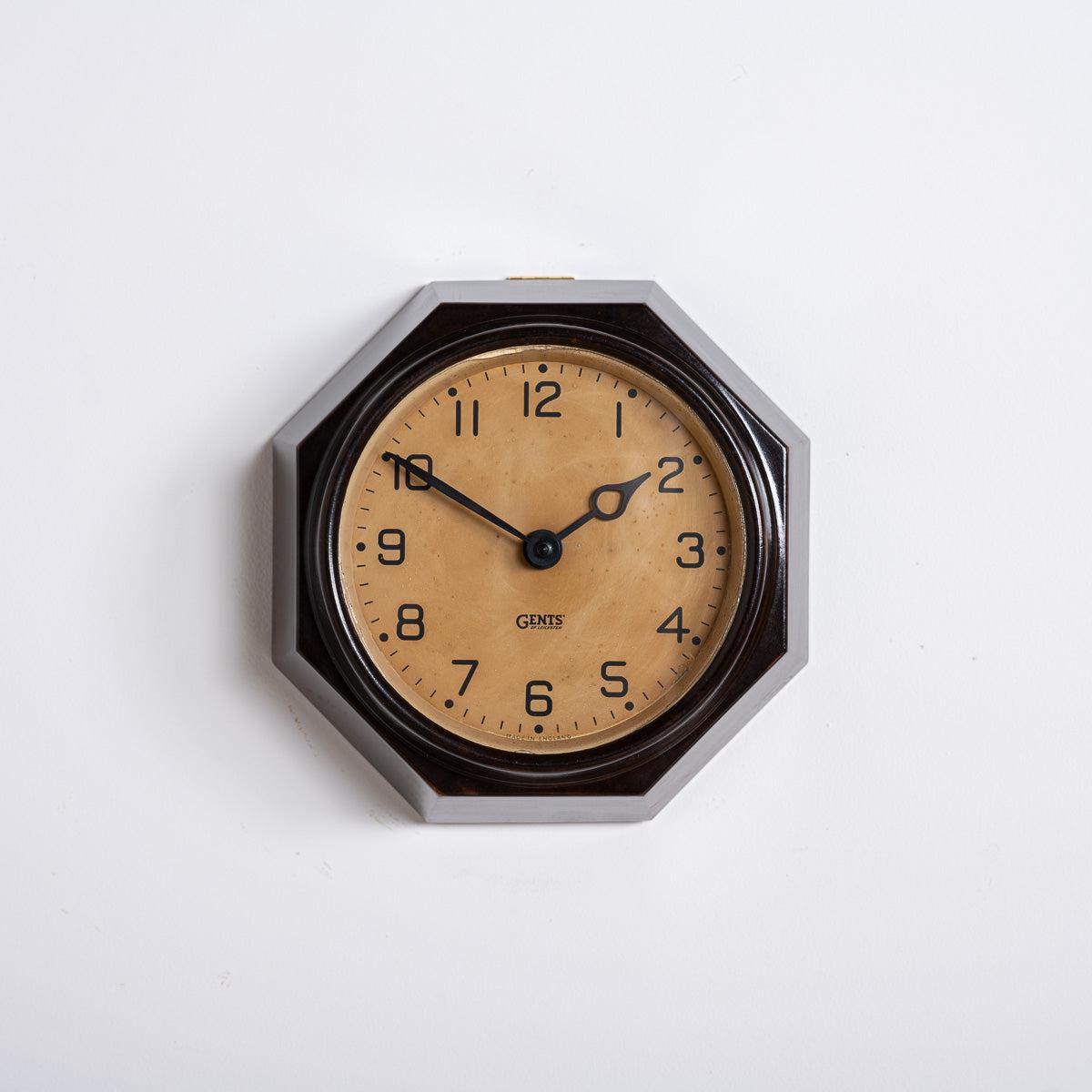 Small Art Deco Octagonal Bakelite Wall Clock by Gents of Leicester ...