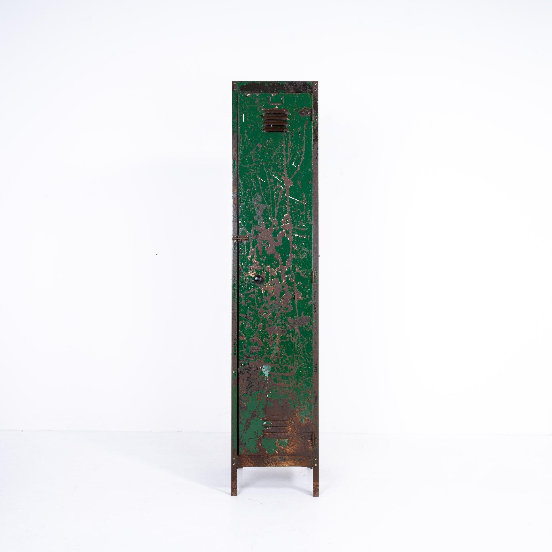 Vintage Green Painted Steel School Locker – Industrial Glow Limited