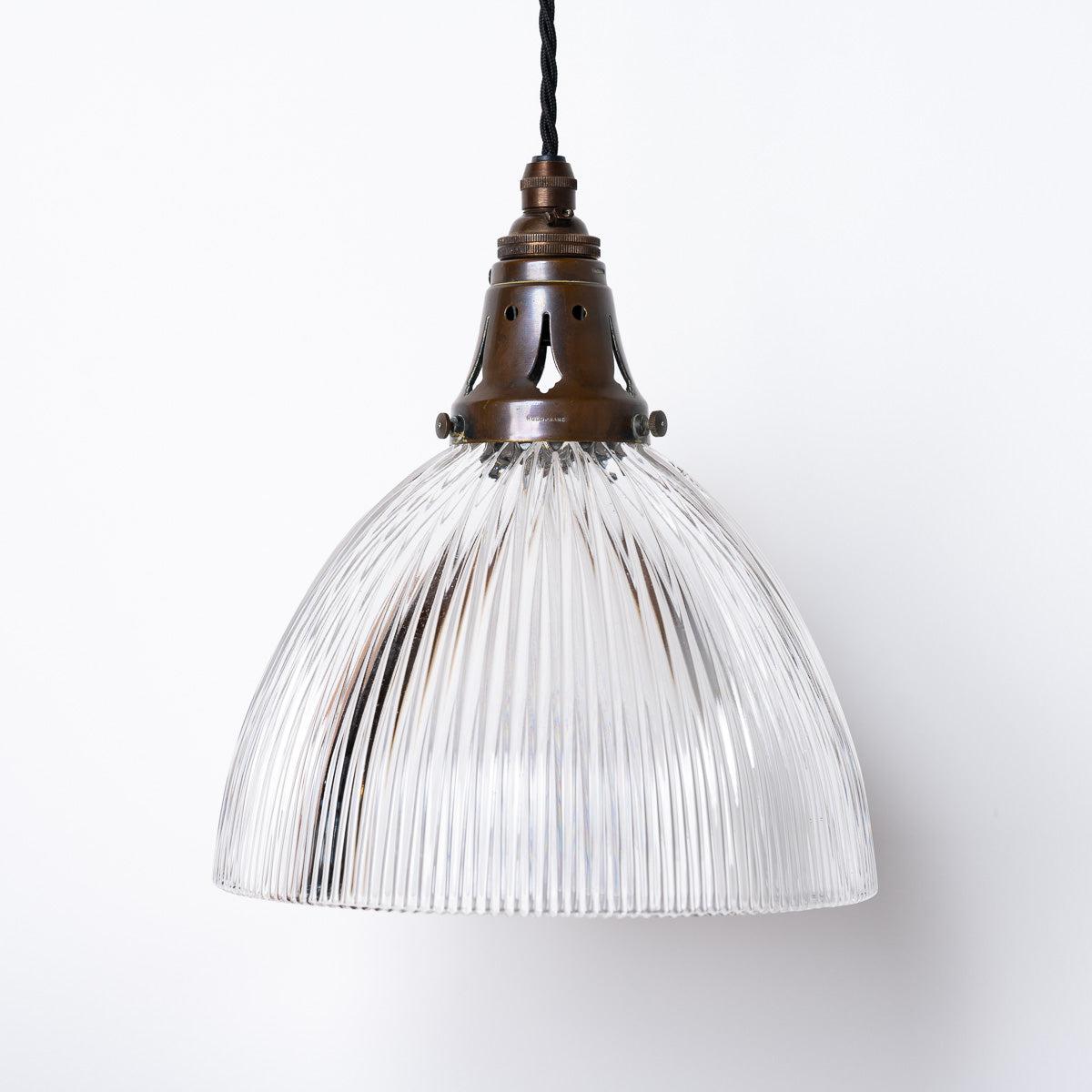 Vintage Holophane Prismatic Glass Chapel Lights with Original Brass Ga ...