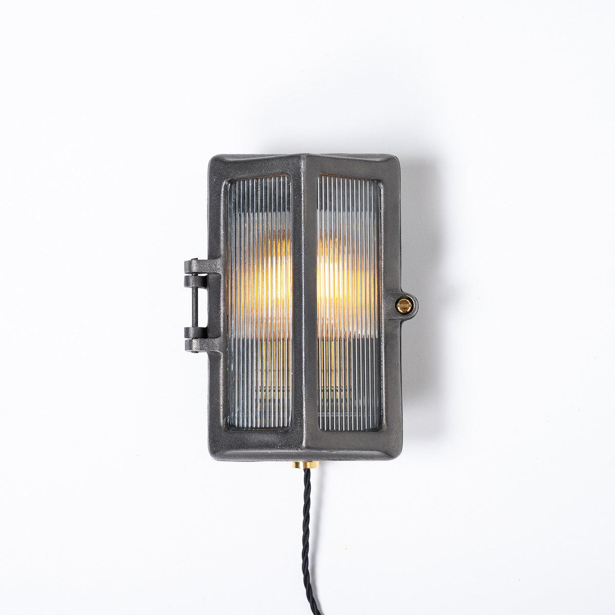 Vintage Industrial Cast Iron and Reeded Glass Bulkhead Lights by GEC ...